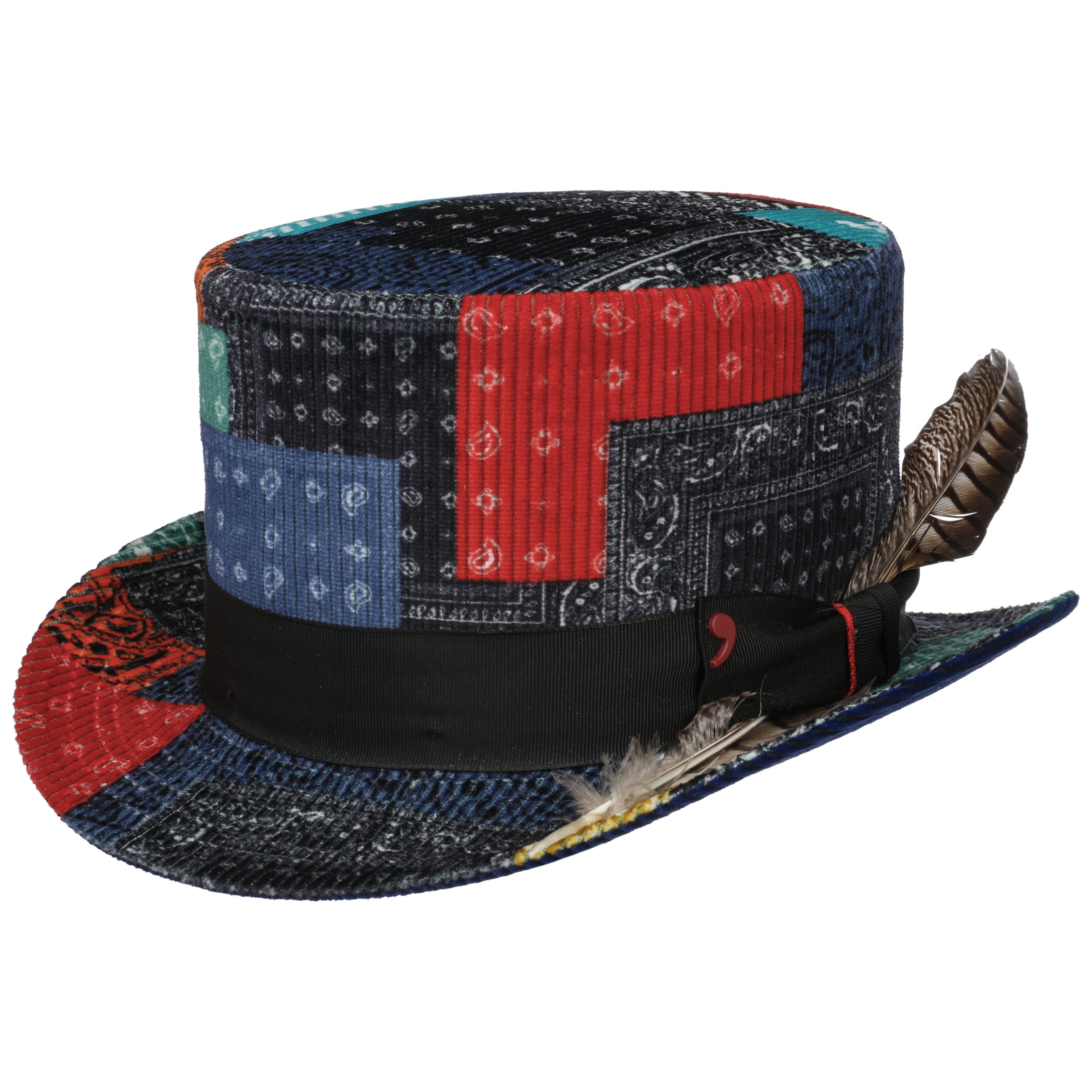Patchwork Høj Hat med Fjer by Alfonso D’Este - 1669,00 kr
